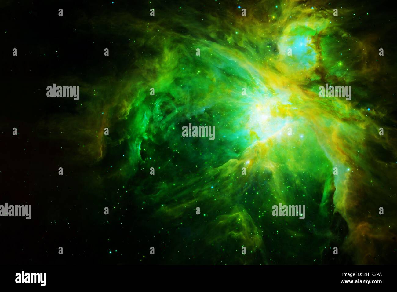 Beautiful space nebula of green color. Elements of this image were ...