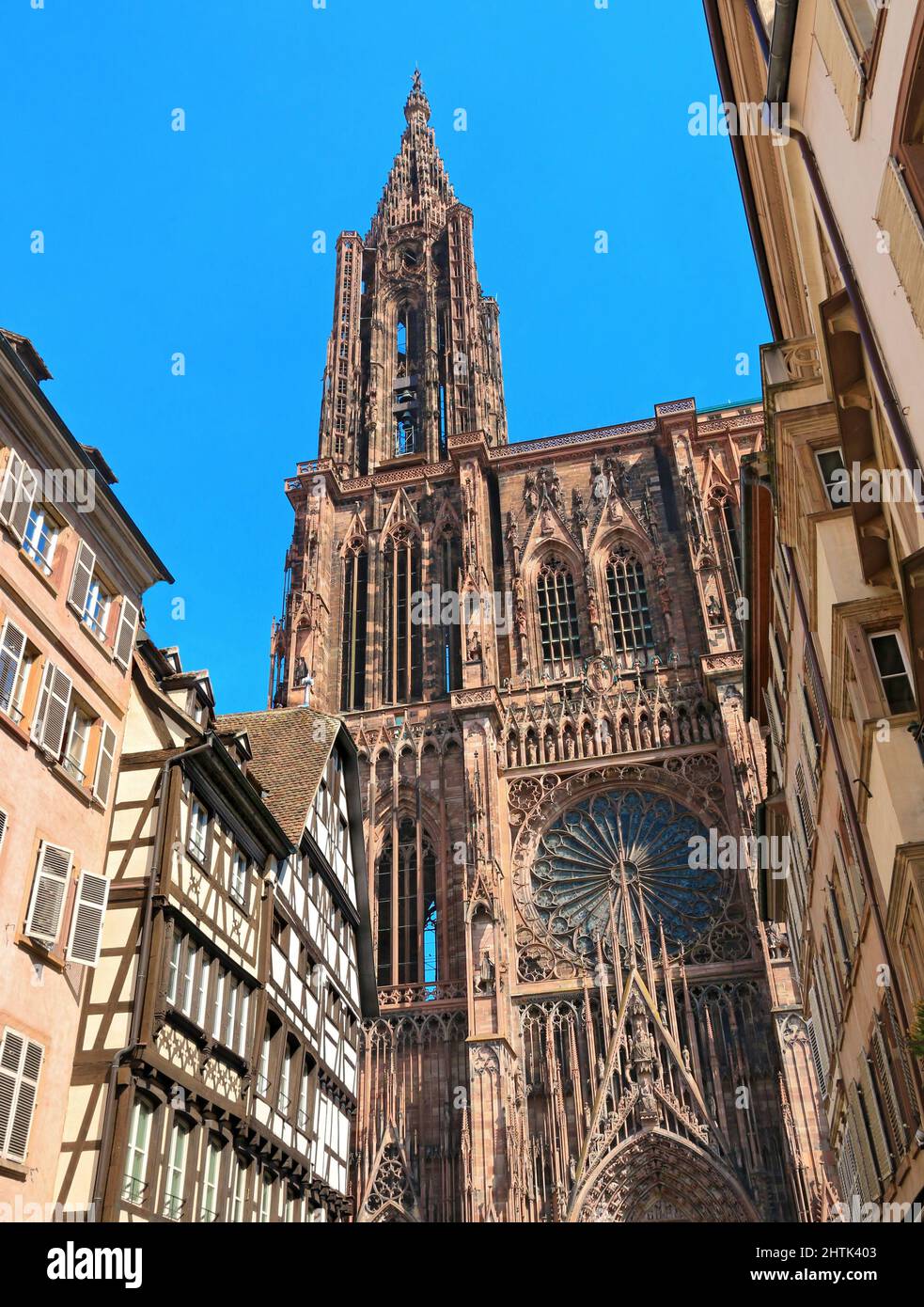 Details of the Gothic cathedral Notre-Dame de Strasbourg in Alsace ...