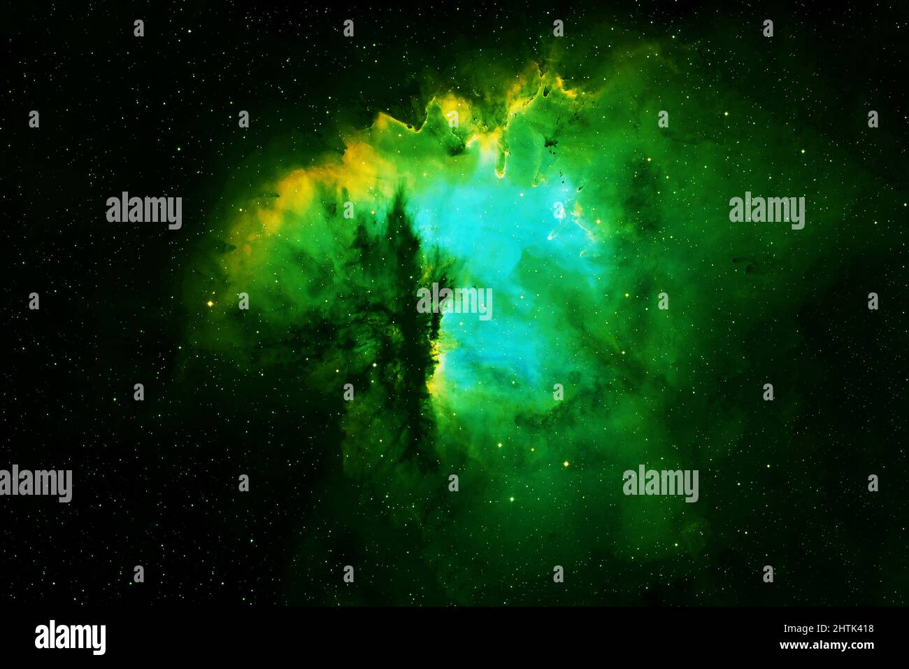 Beautiful space nebula of green color. Elements of this image were ...