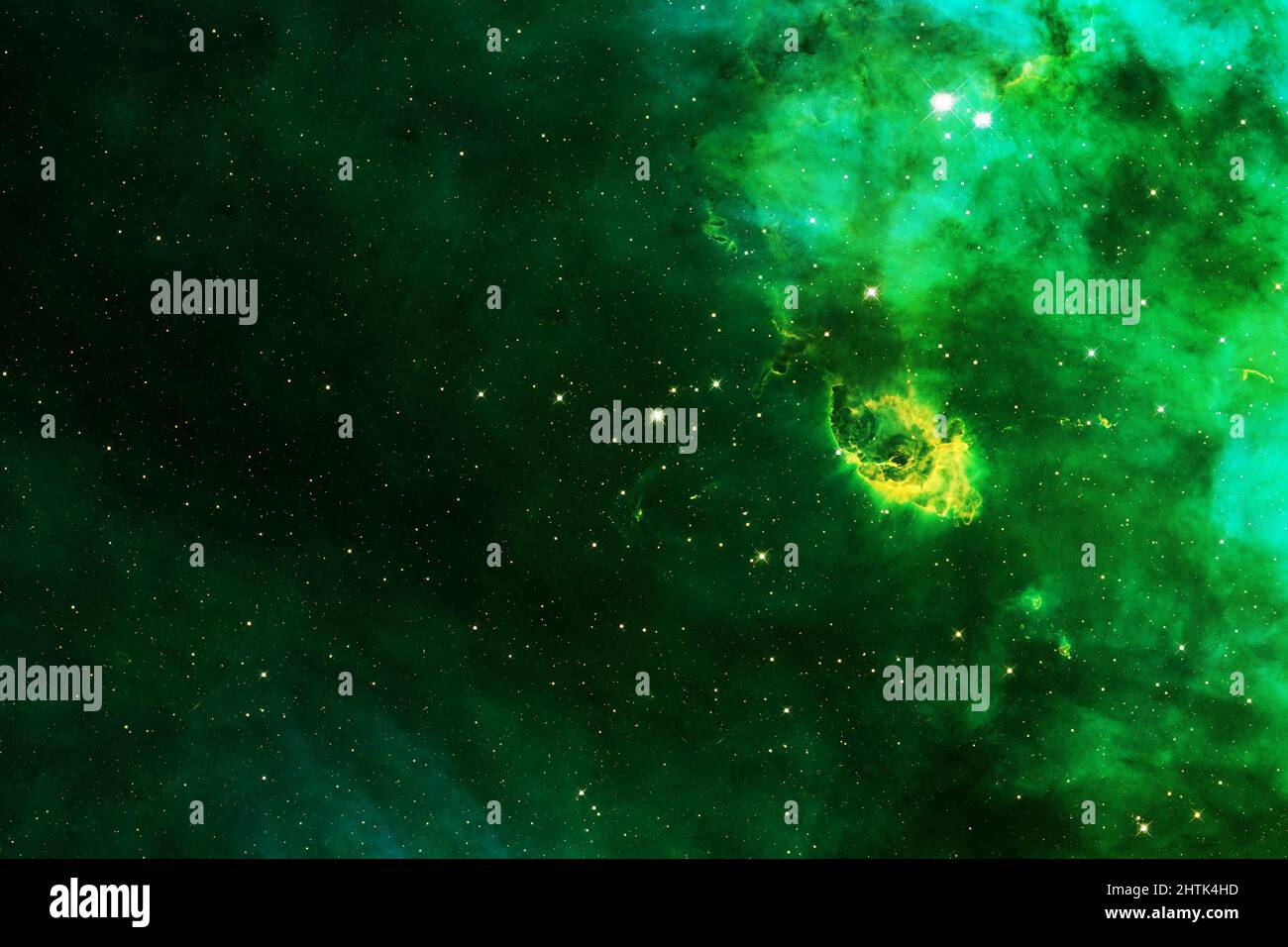 Beautiful space nebula of green color. Elements of this image were ...