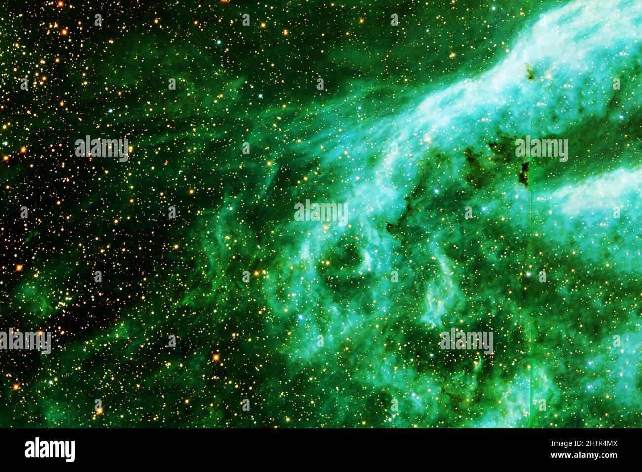 Beautiful space nebula of green color. Elements of this image were ...