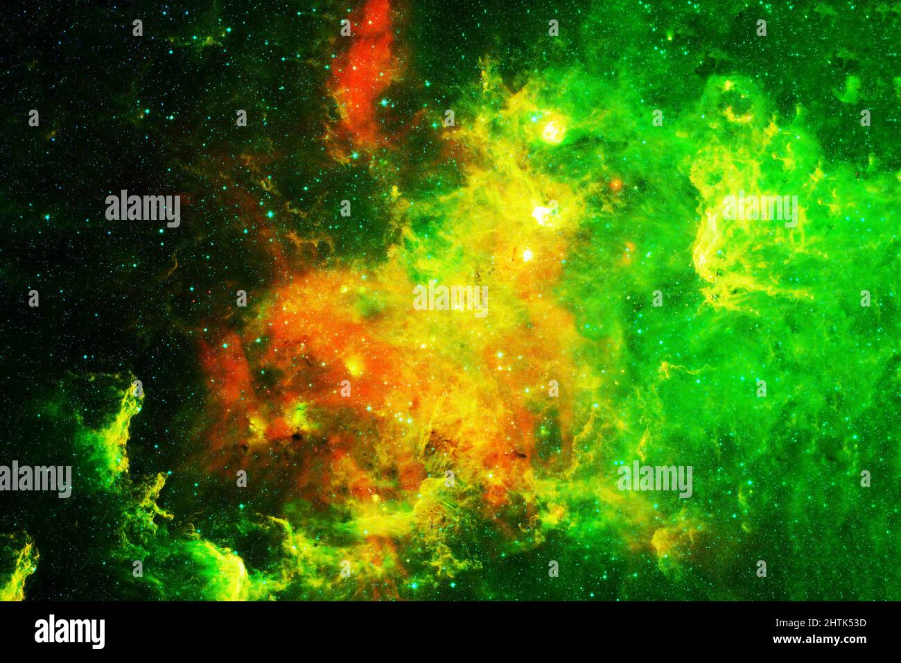 Beautiful space nebula of green color. Elements of this image were ...