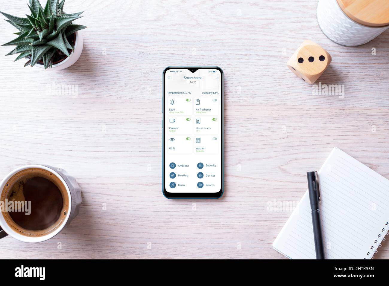 Home automation control app concept on smart phone. Monitoring and ...