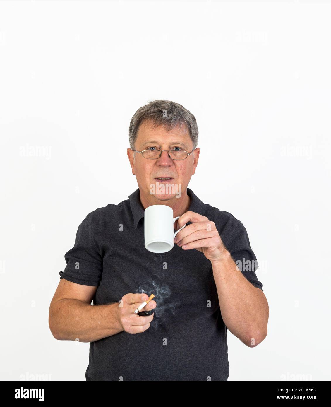 Man Smoking Cigarette Drinking Coffee High Resolution Stock Photography ...