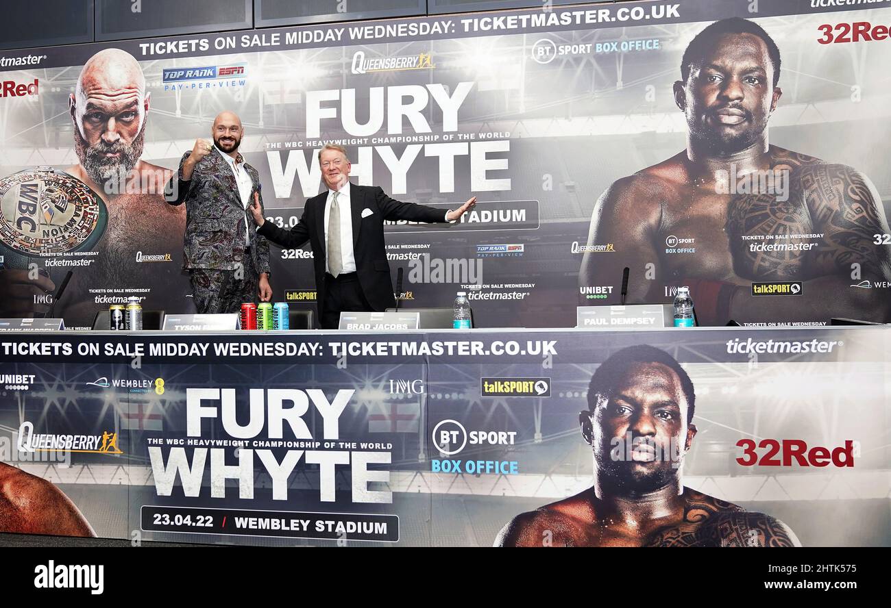 Promoter Frank Warren and Tyson Fury during the press conference at ... Promoter Frank Warren and Tyson Fury during the press conference at ...