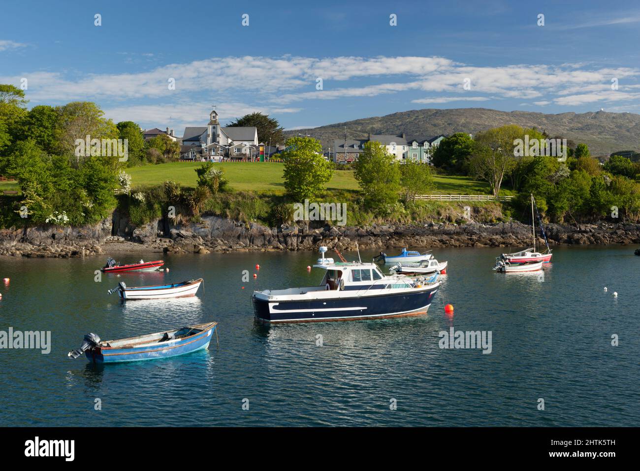 View of harbour with Mount Gabriel behind, Schull, Mizen Head Peninsula ...