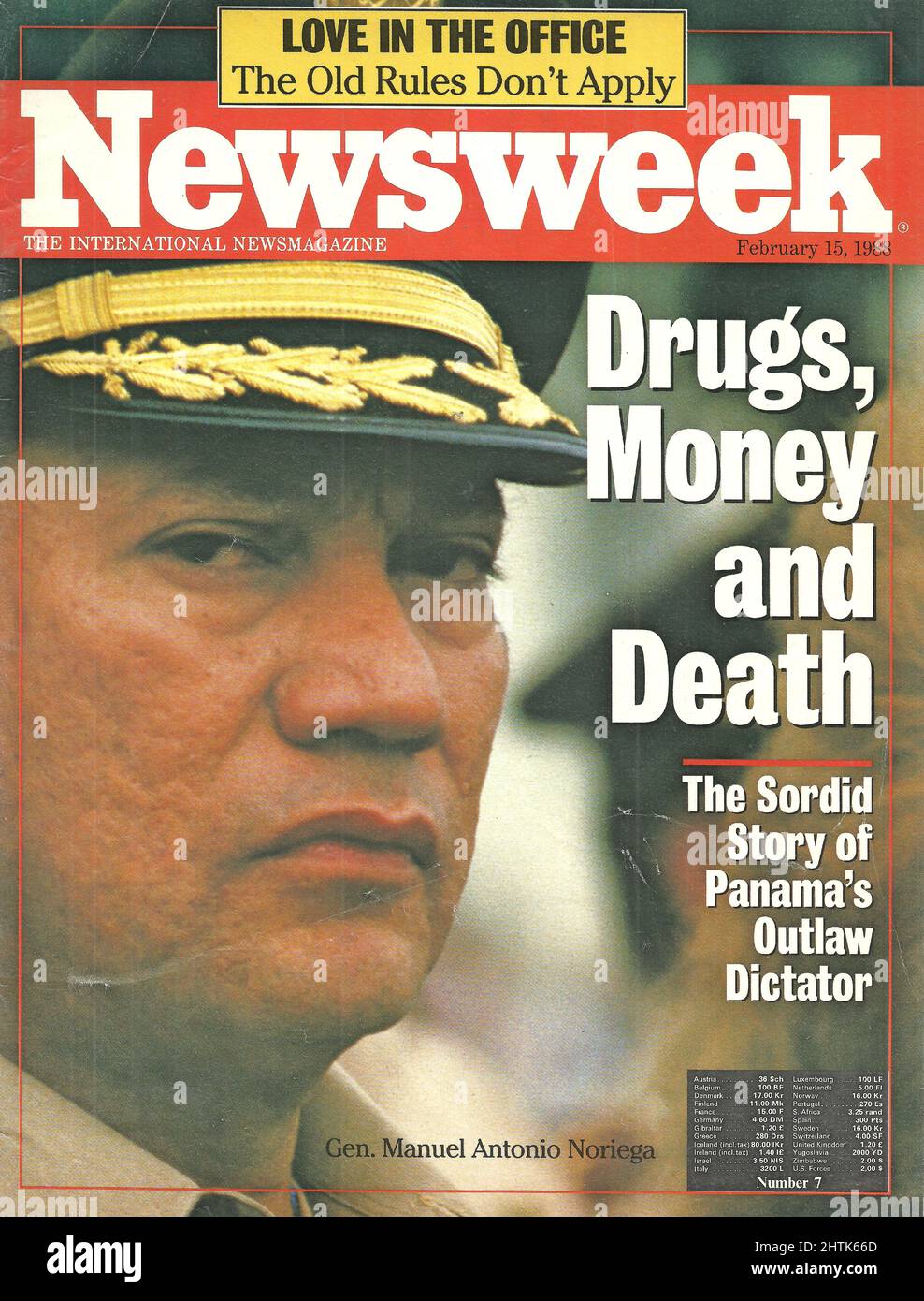 Newsweek cover February 15 1988, Drugs, Money and Death Gen. Manuel ...