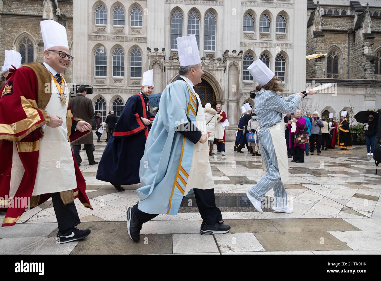 London, UK. 1st March, 2022. Participants at the annual Shrove Tuesday ...