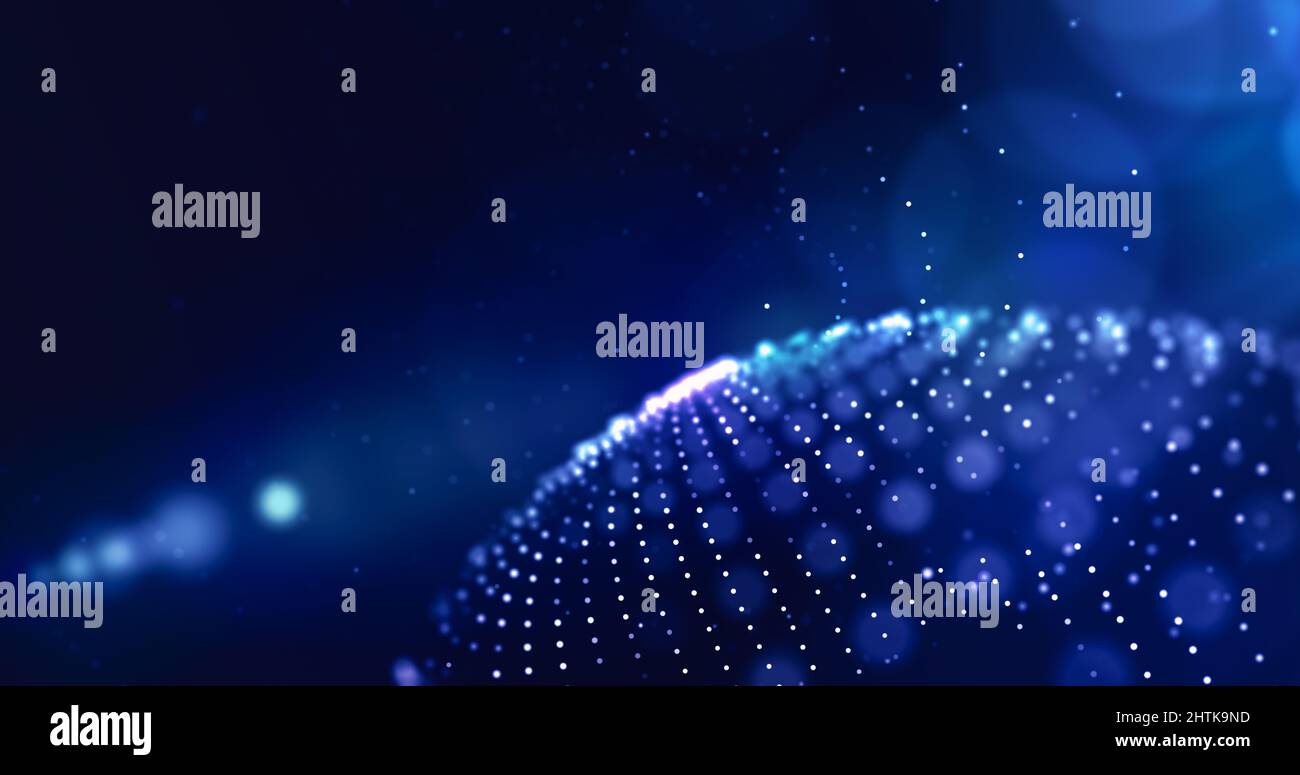 View of technology planet of data with dots connections. Abstract ...