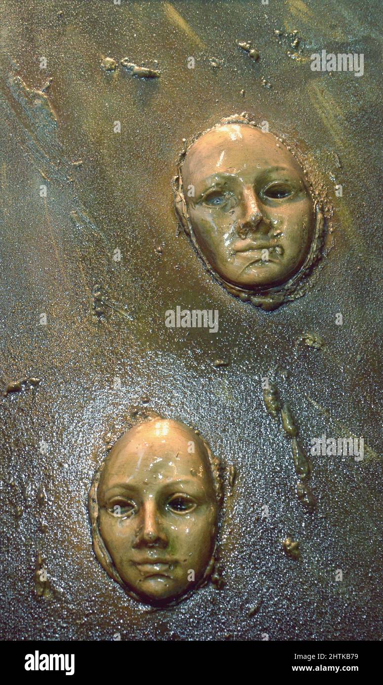 relief of a two man faces image Stock Photo - Alamy