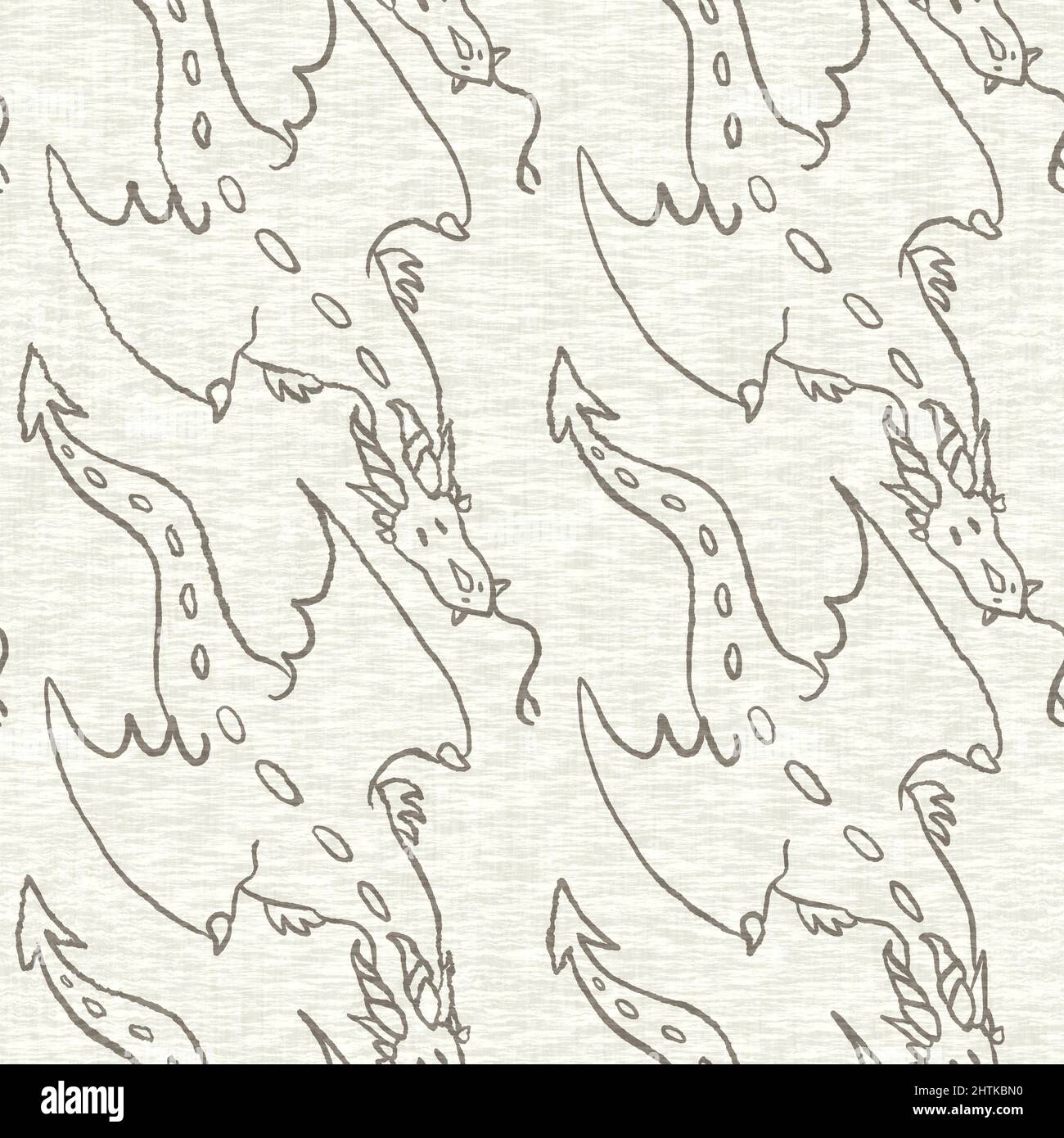 Dragon linen effect texture pattern. Seamless woven mythical reptile ...