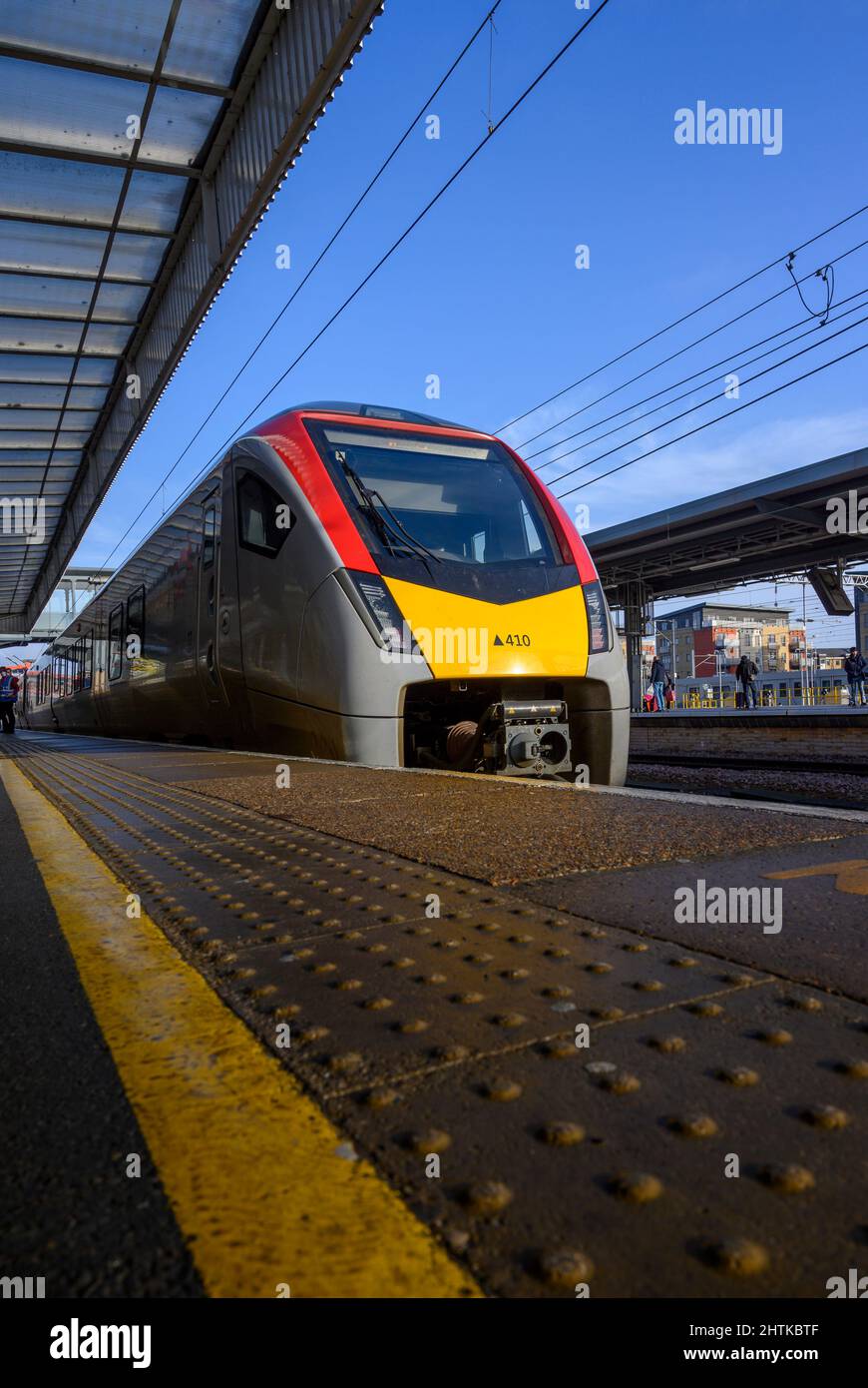 Greater Anglia passenger train waiting at a platform at Cambridge ...