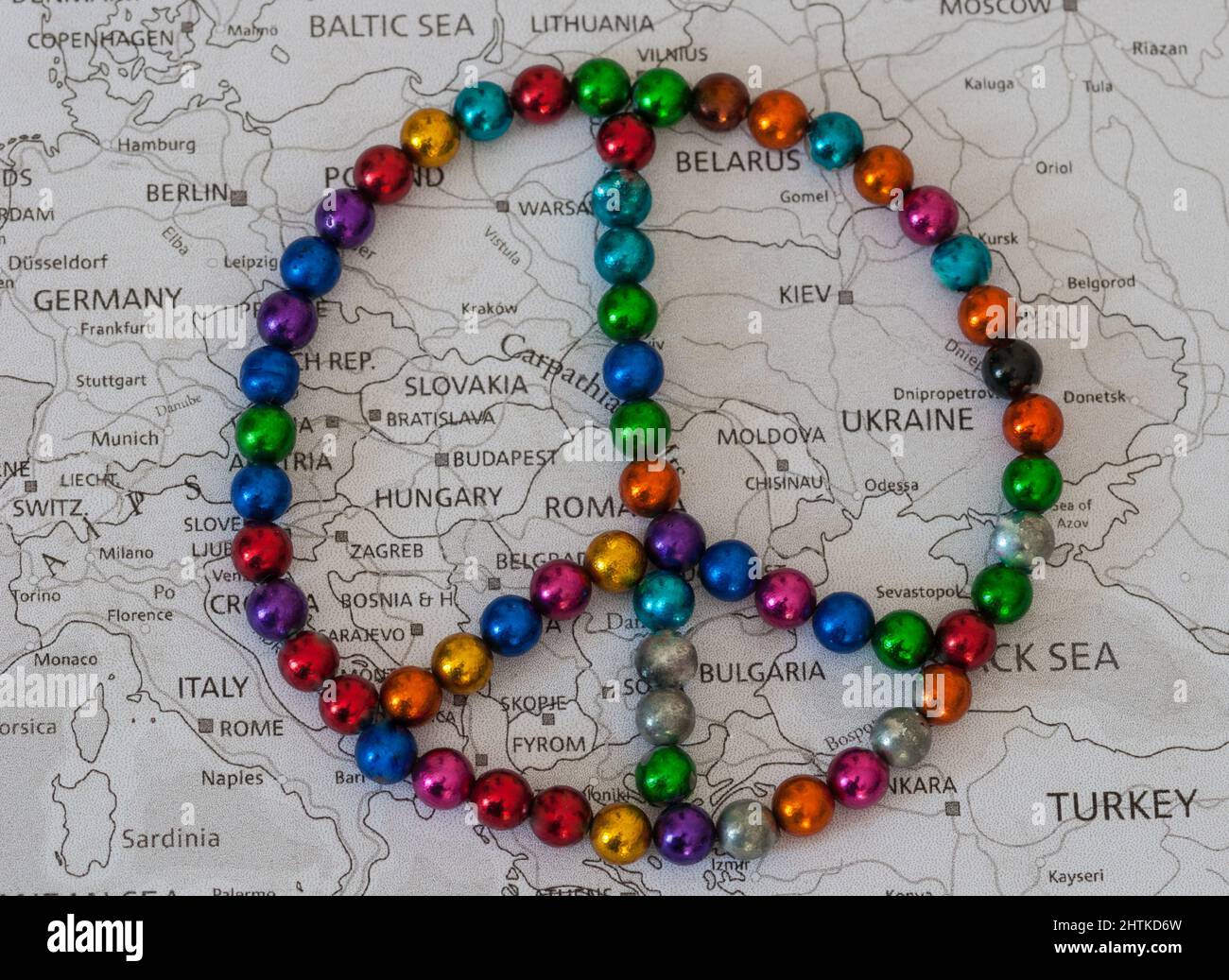 black and white geographic map of europe and ukraine with a peace ...