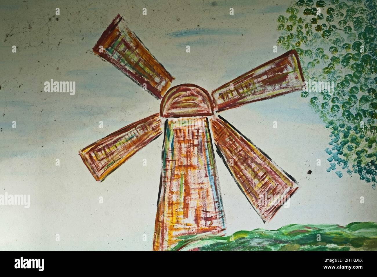 Laar, Germany - March 1 2022. Street art. Detail of a painted shelter ...