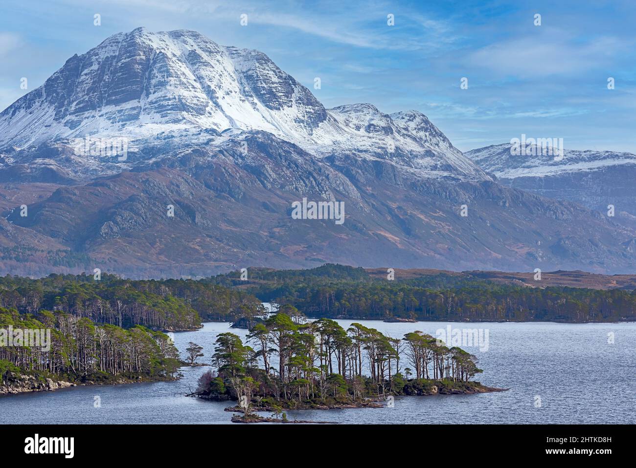 SLIOCH LOCH MAREE KINLOCHEWE SCOTLAND ISLANDS OF CALEDONIAN PINE TREES ...