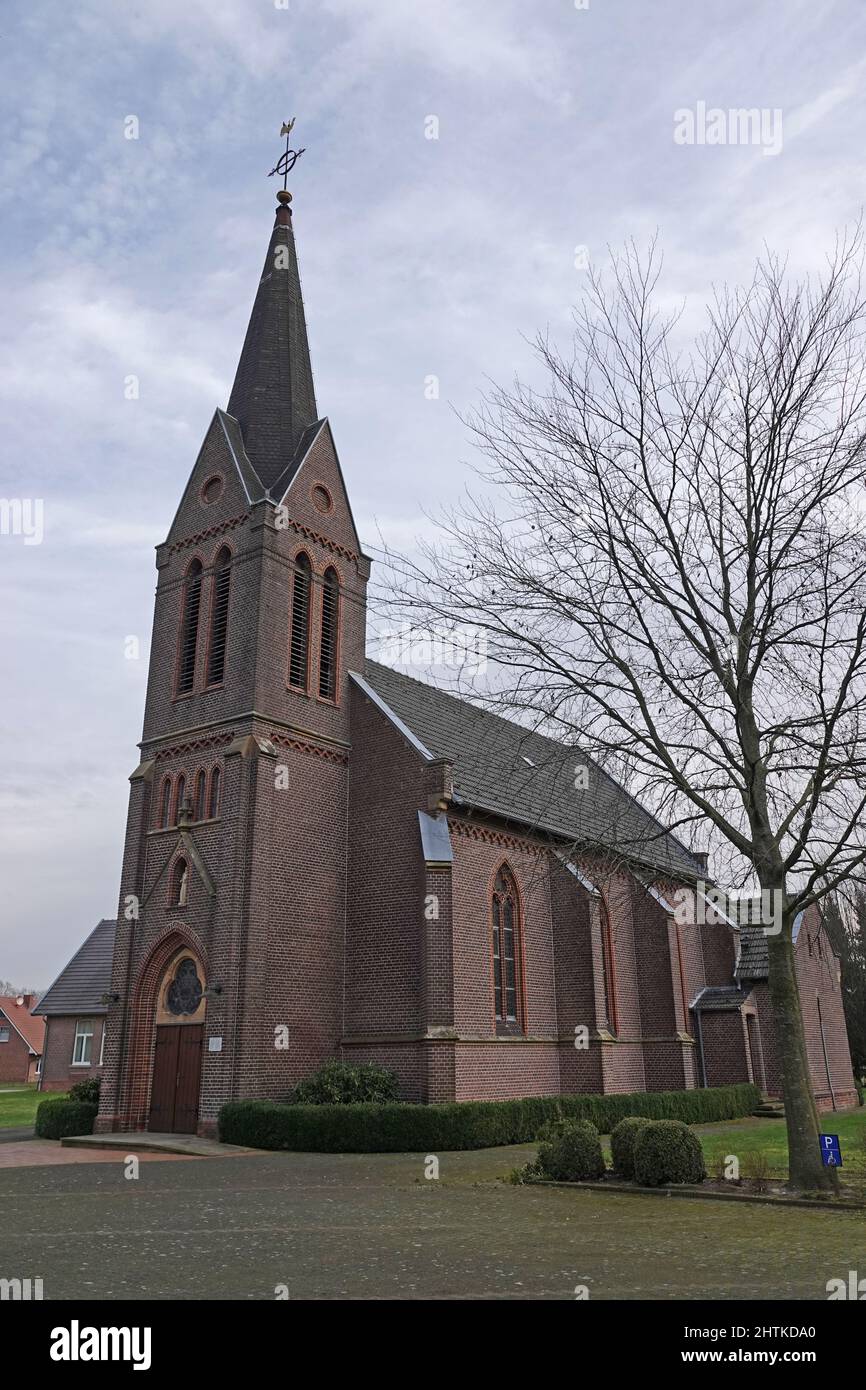 Laar, Germany - March 1 2022 - A small Roman Catholic church in a ...
