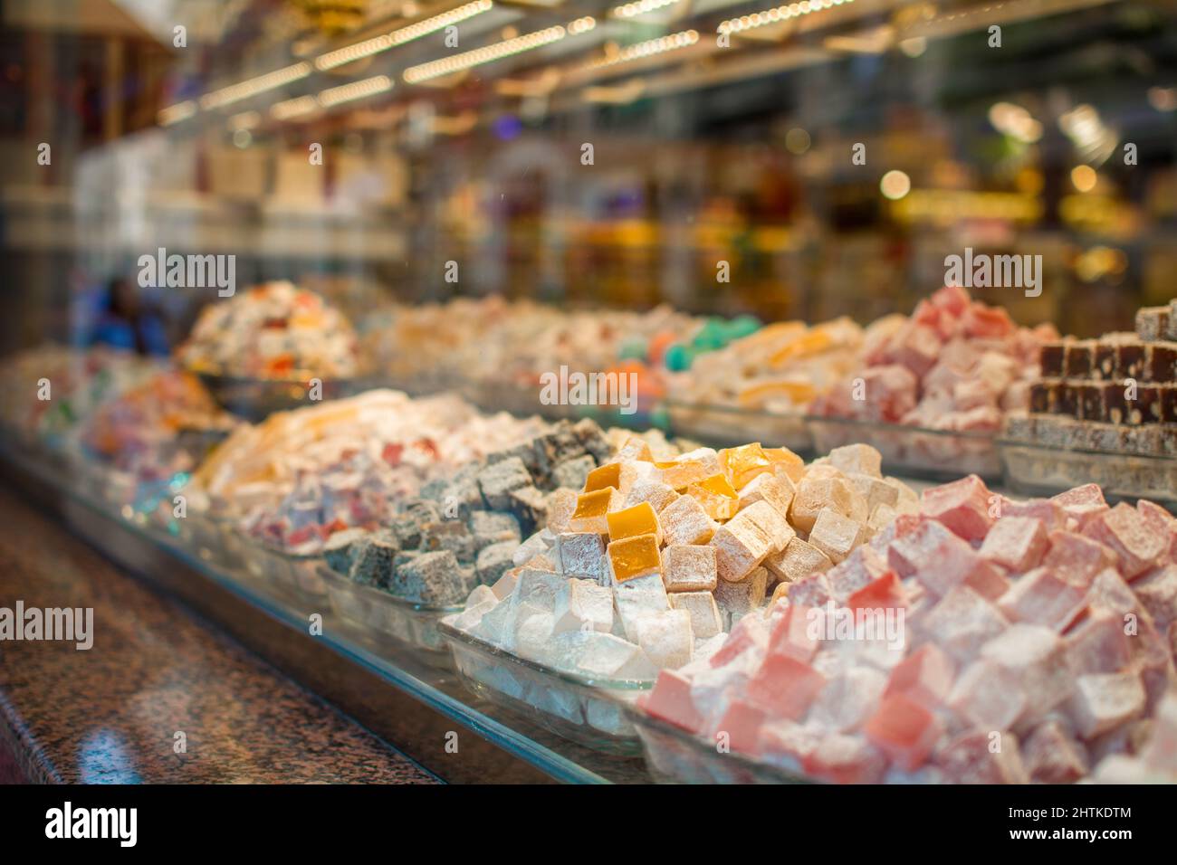 Sweet lokum candy in a store - jelly candy in a store Stock Photo - Alamy