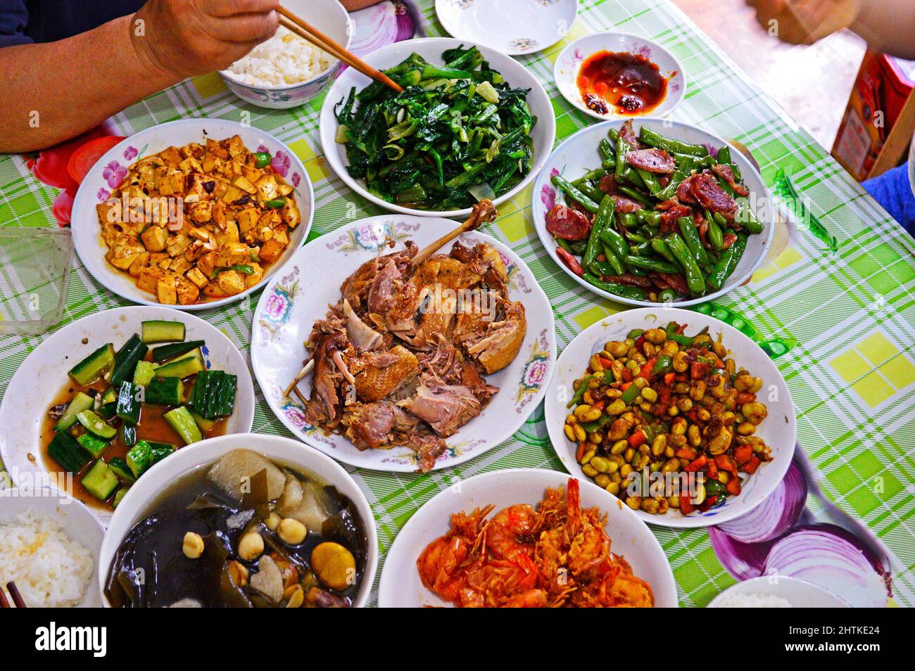 Top View of Chinese Homemade Dishes Placed on a Table Stock Photo - Alamy