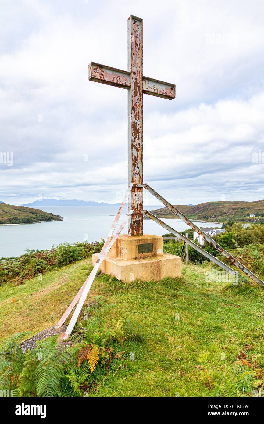 The Morar Cross on a hillside above the village of Morar, Highland ...