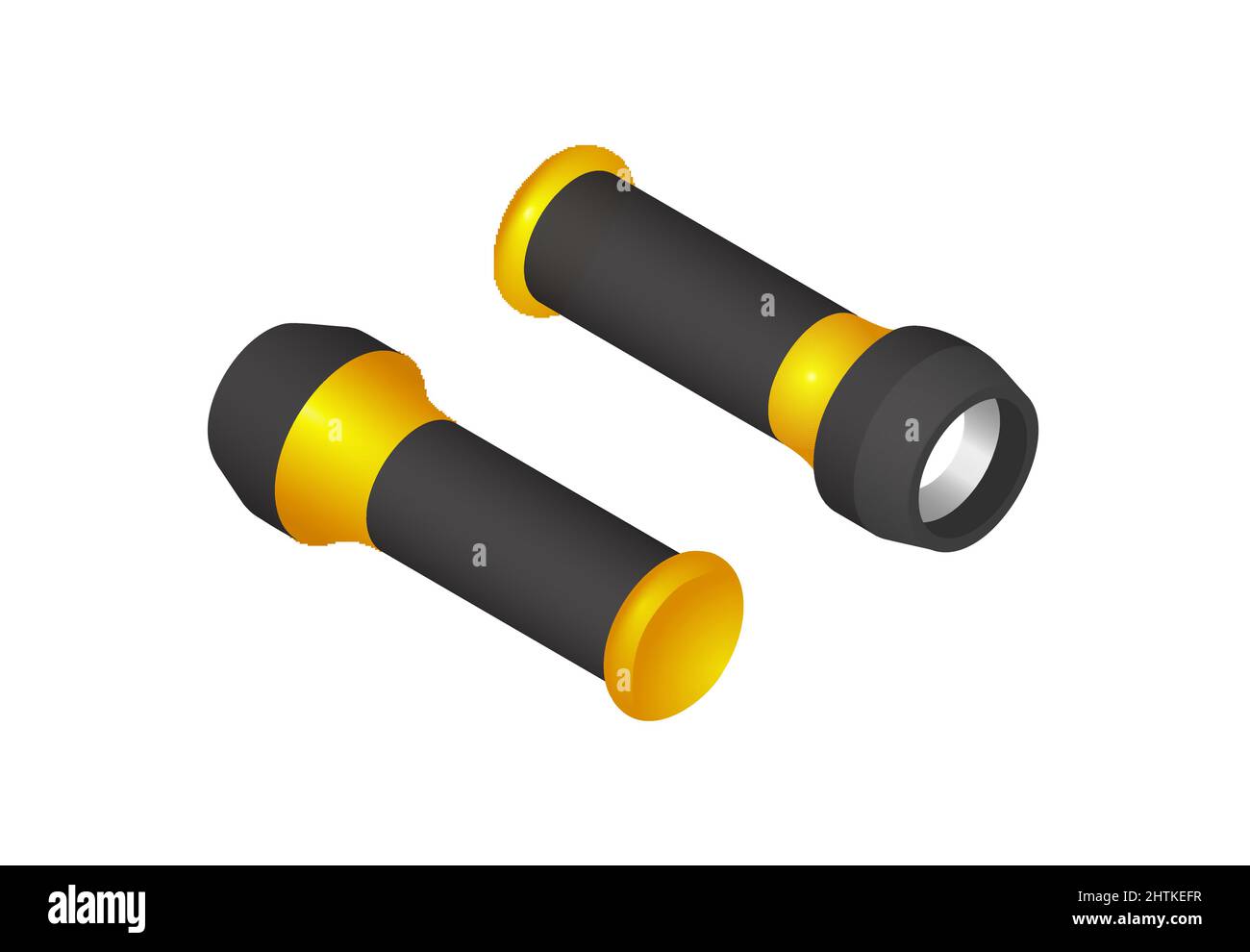 Yellow flashlight isometric isolated on white background Stock Vector ...