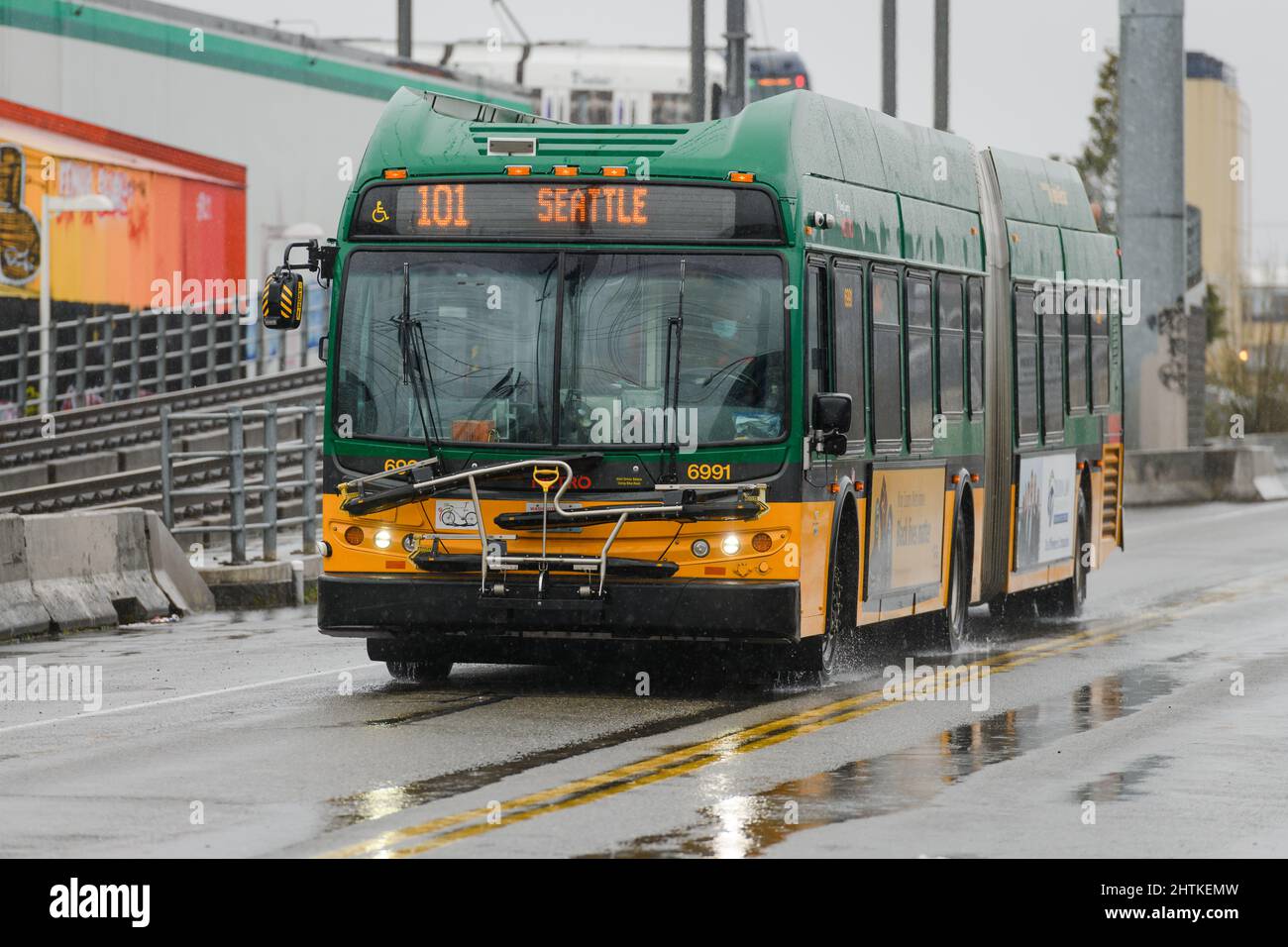 Seattle - February 28, 2022; A King County Metro articulated passenger ...