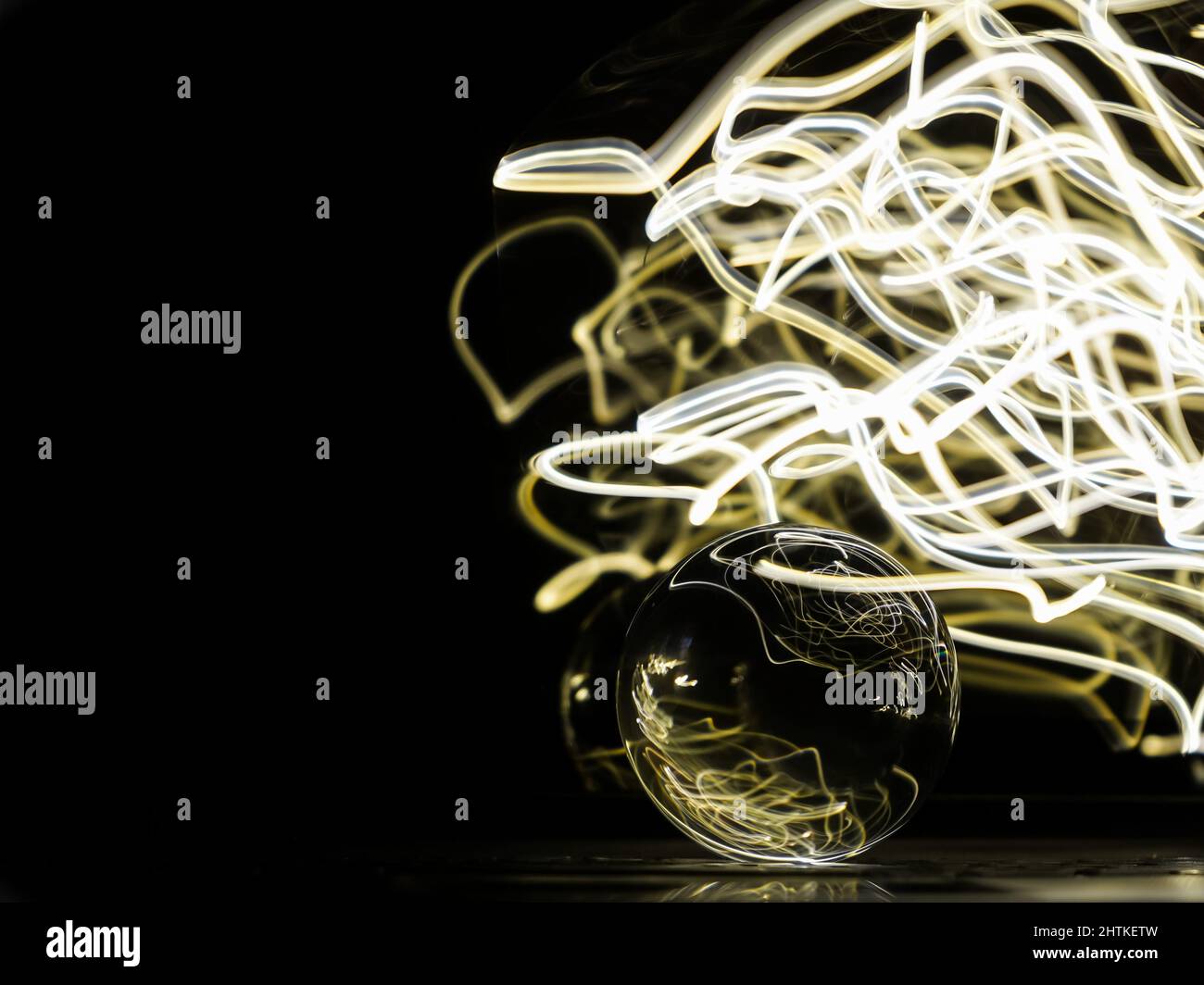 Closeup of a transparent ball with abstract white lights Stock Photo ...