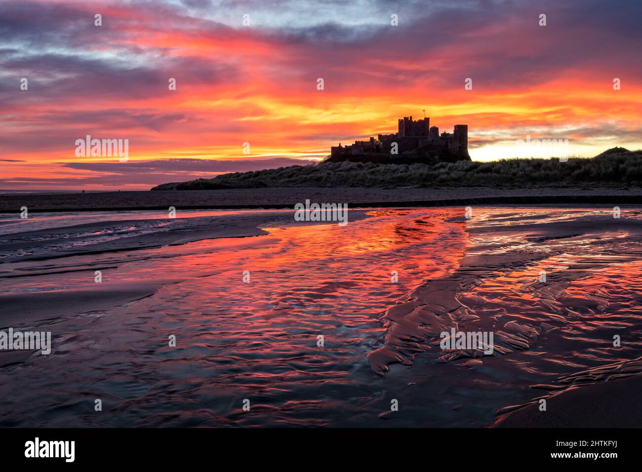 Bamburgh Castle and Beach Stock Photo - Alamy