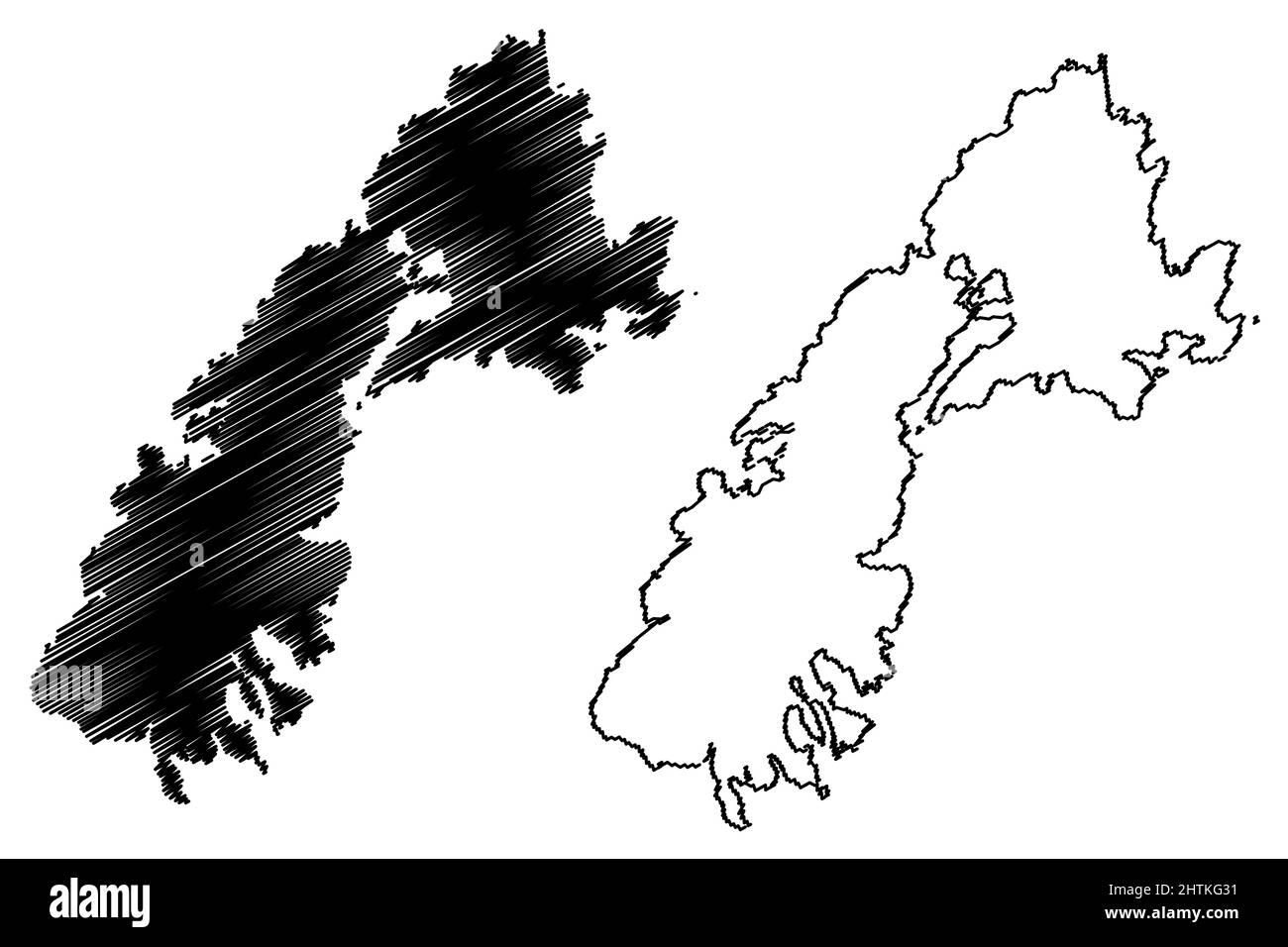 Blido island (Kingdom of Sweden, Stockholm archipelago) map vector illustration, scribble sketch ...