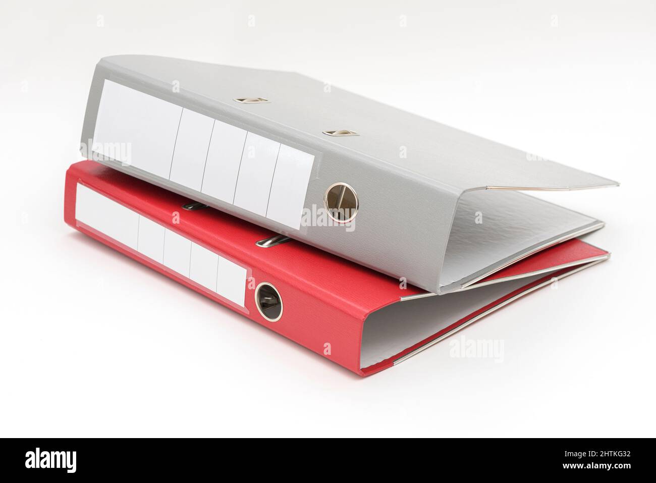 rey and red office folder on white background Stock Photo - Alamy