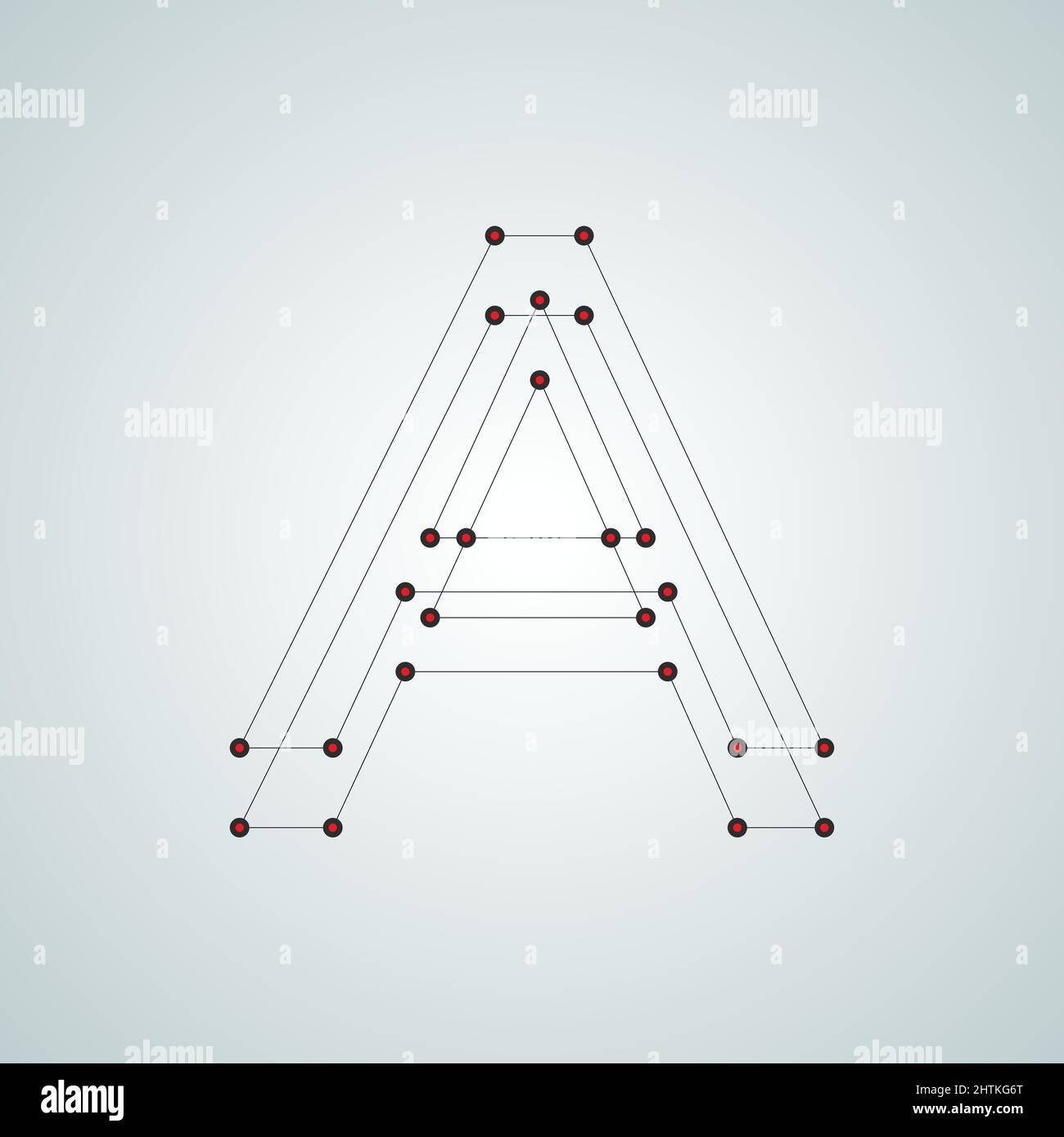Letter A. Abstract design with connected dots and lines Stock Vector ...