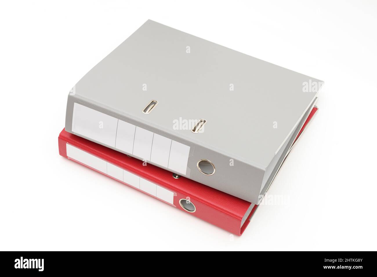 rey and red office folder on white background Stock Photo - Alamy