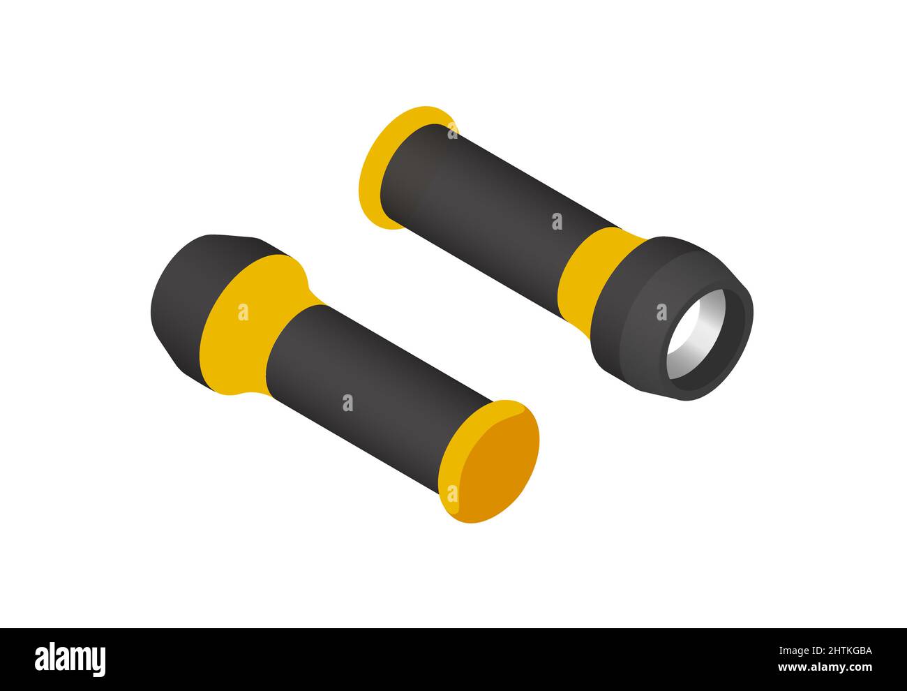 Yellow flashlight isometric isolated on white background Stock Vector ...