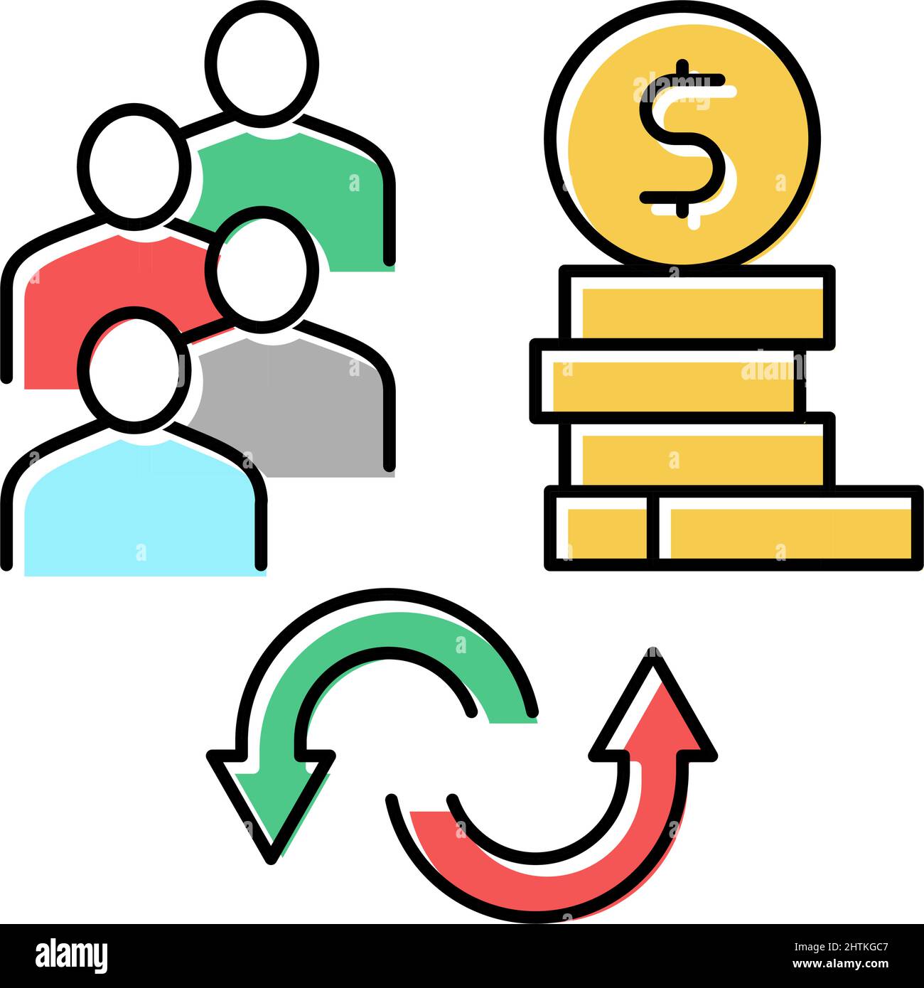 people to money converter color icon vector illustration Stock Vector ...
