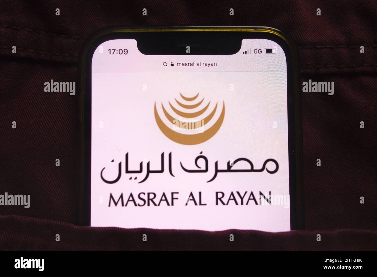 KONSKIE, POLAND - February 27, 2022: Masraf Al Rayan logo displayed on ...