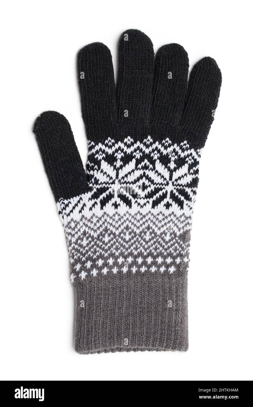 Knitted Wool Winter Glove Cut Out On White Stock Photo - Alamy