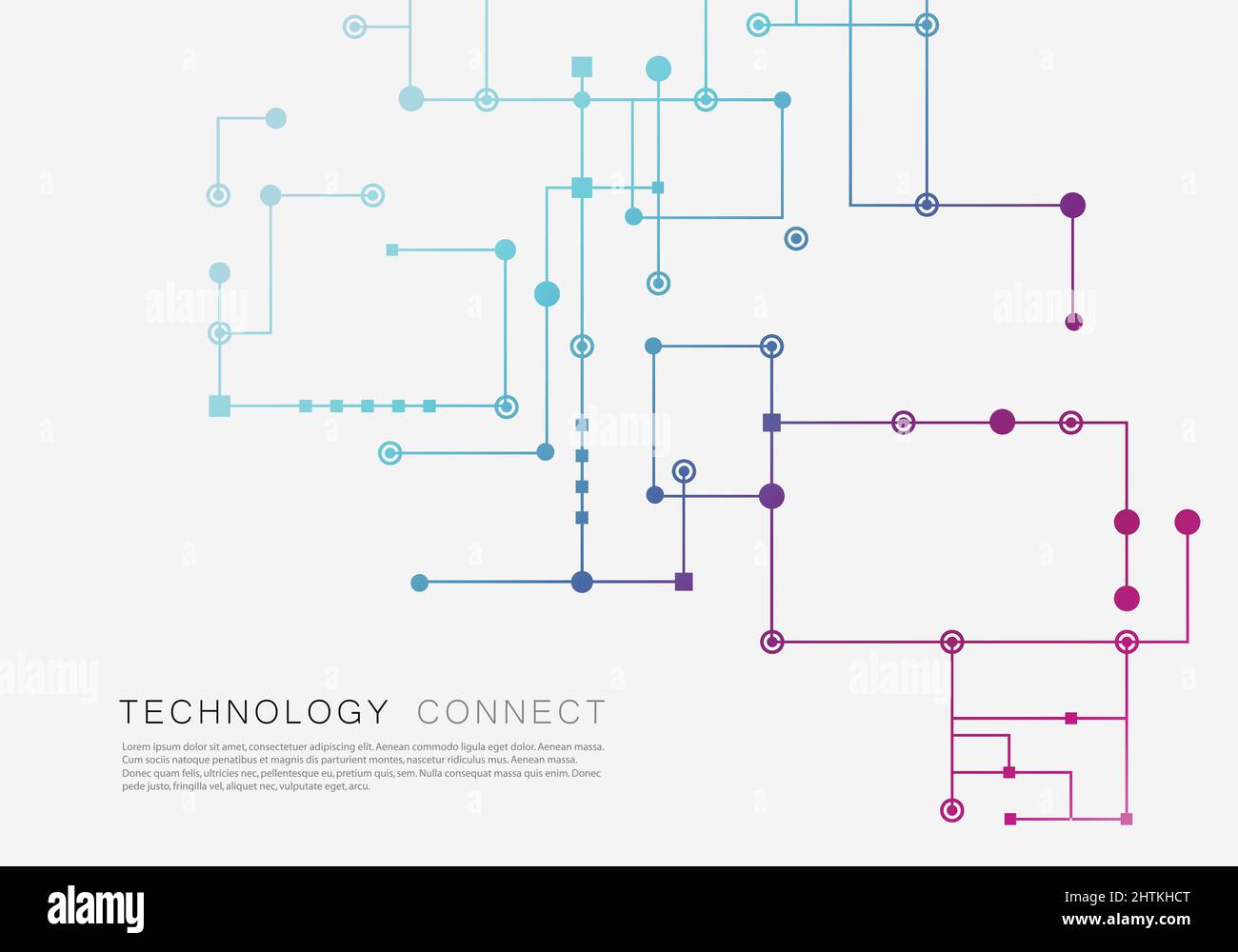 Circuit technology background, connected dots and lines. Vector abstract design Stock Vector ...