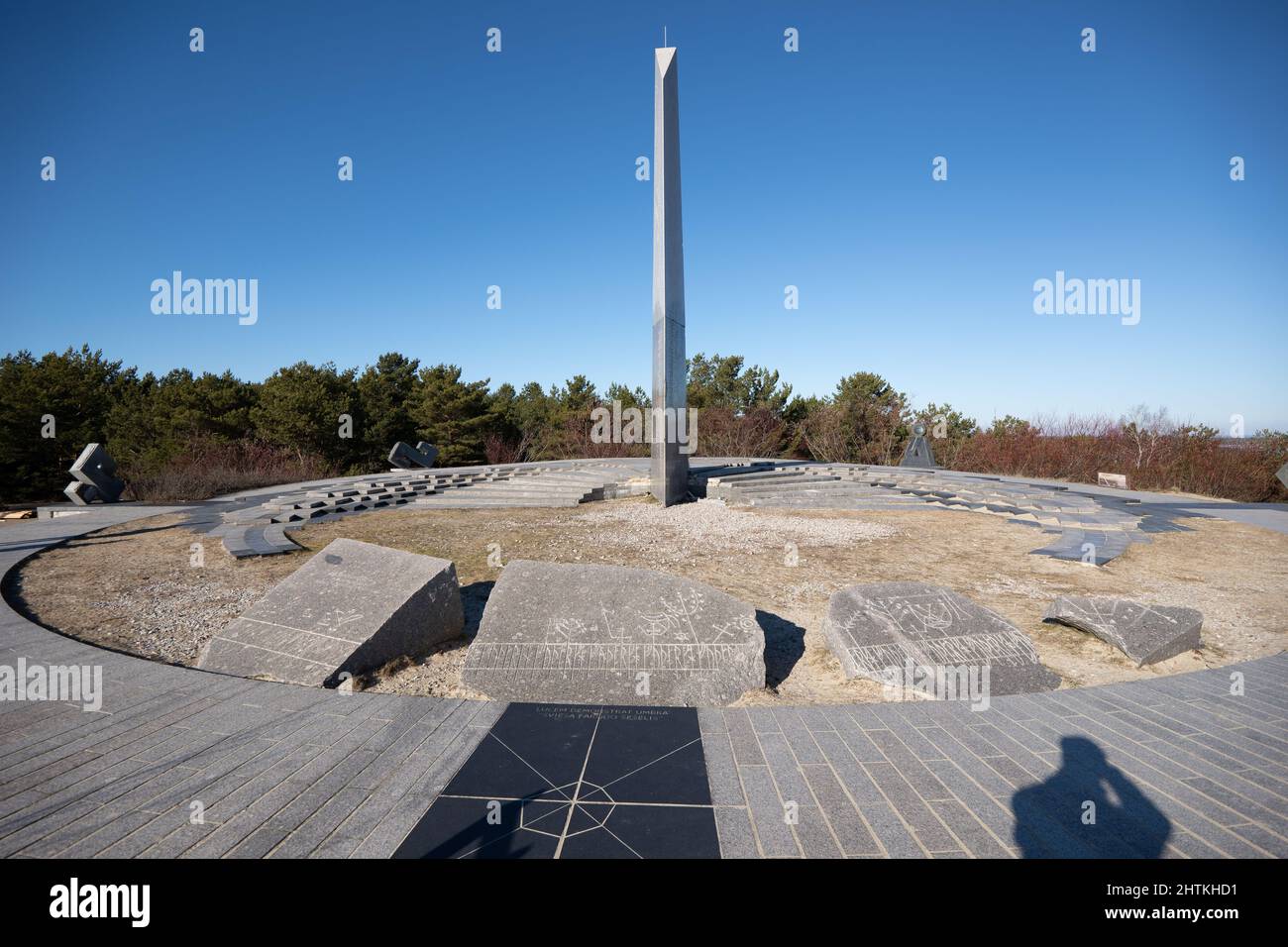 Outdoor horizontal sundial calendar standing on the Parnidis dune, Nida ...