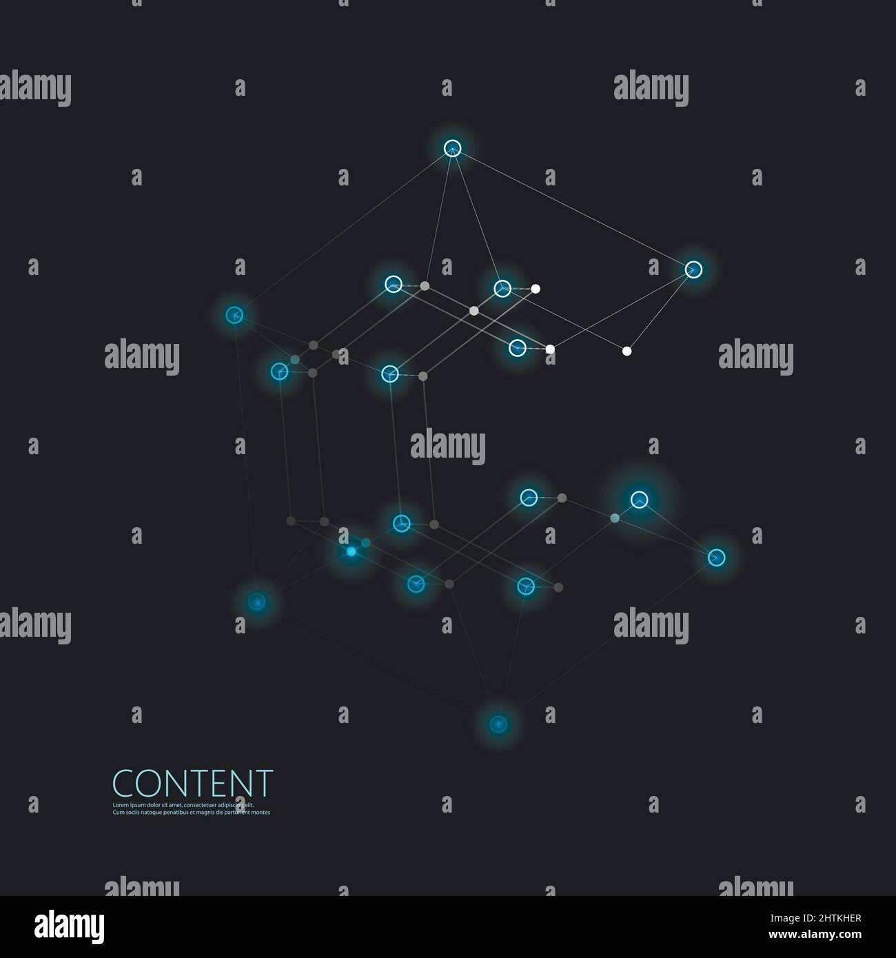 Abstract Polygonal Structure On Dark Background With Connecting Dots