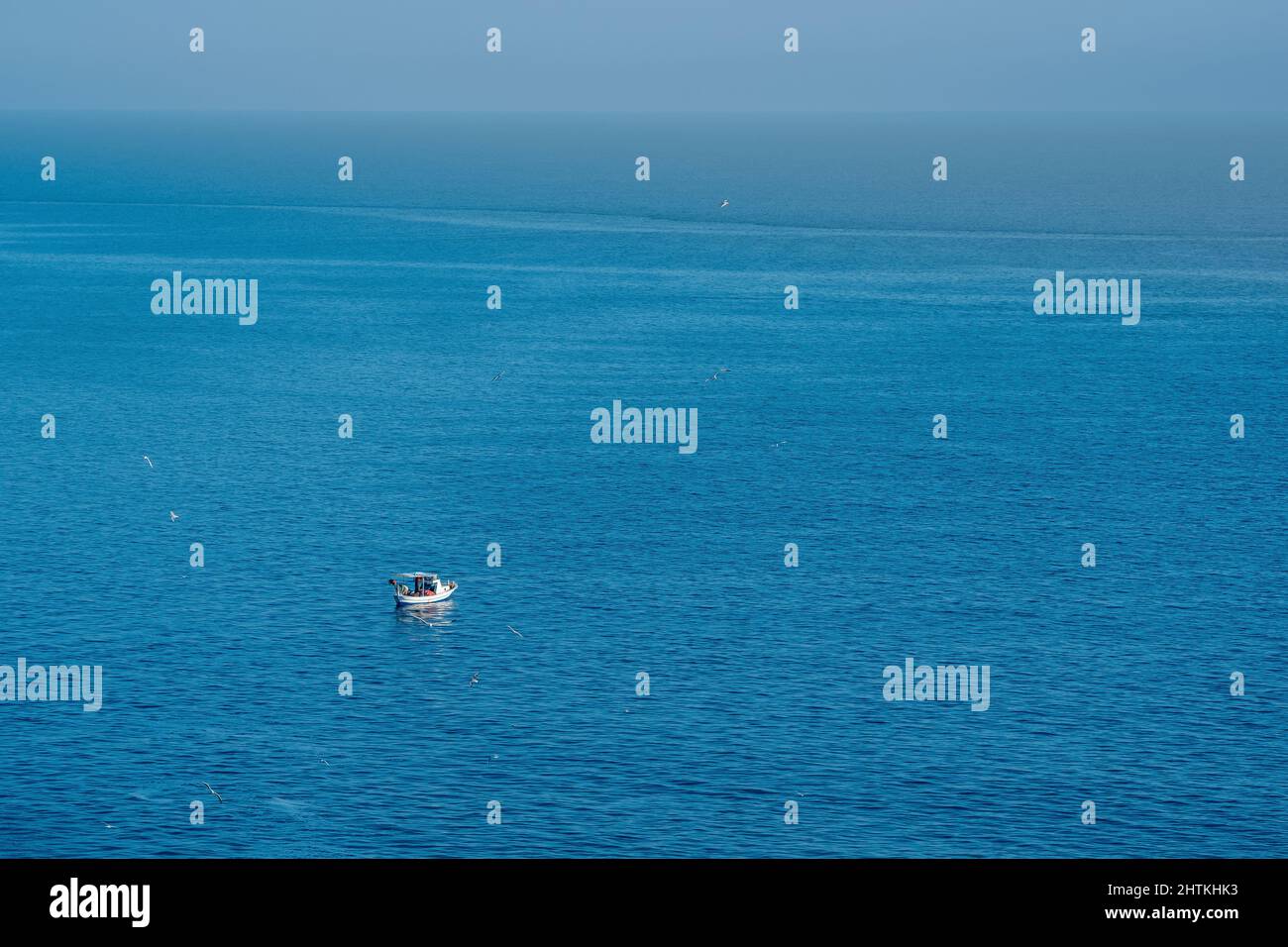 Aerial view of lonely boat hi-res stock photography and images - Alamy