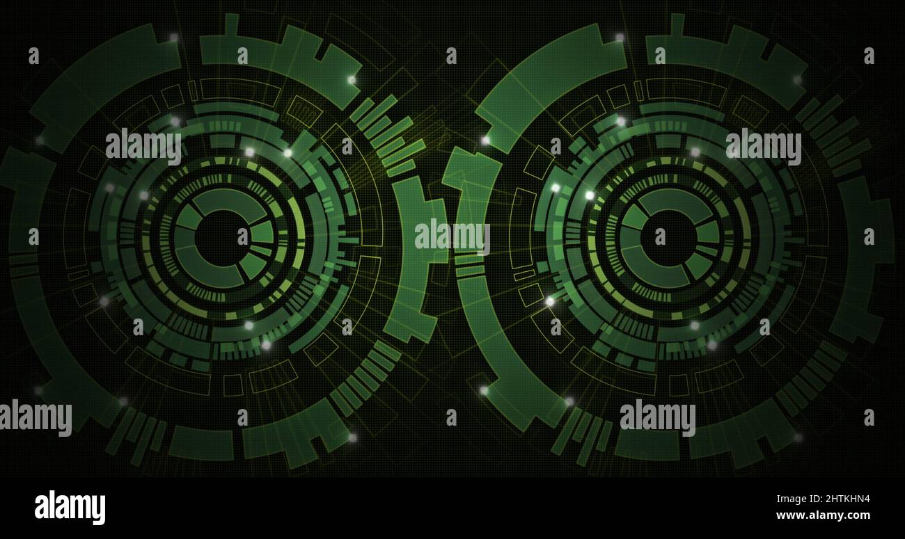 Image of moving circles with light spots on black background Stock ...