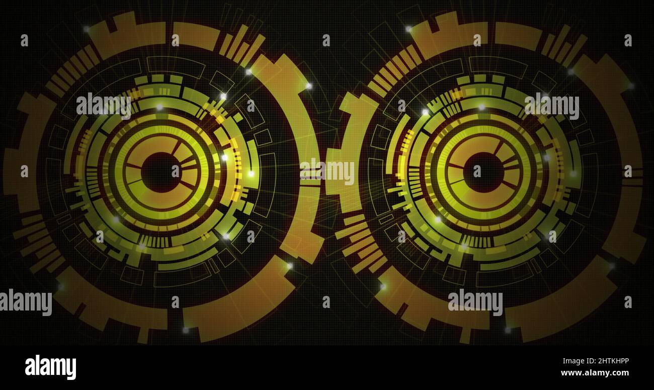 Image of moving circles with light spots on black background Stock ...