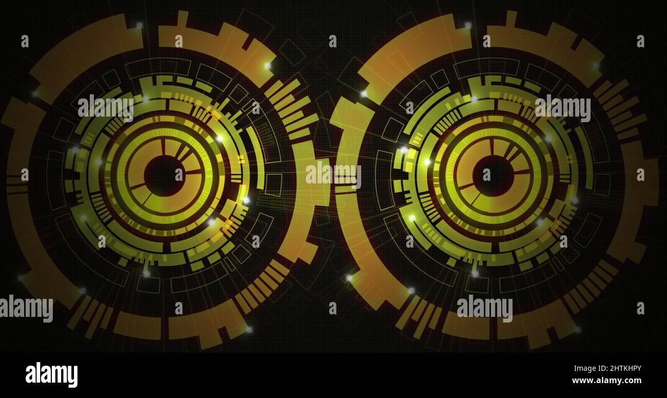 Image of moving circles with light spots on black background Stock ...