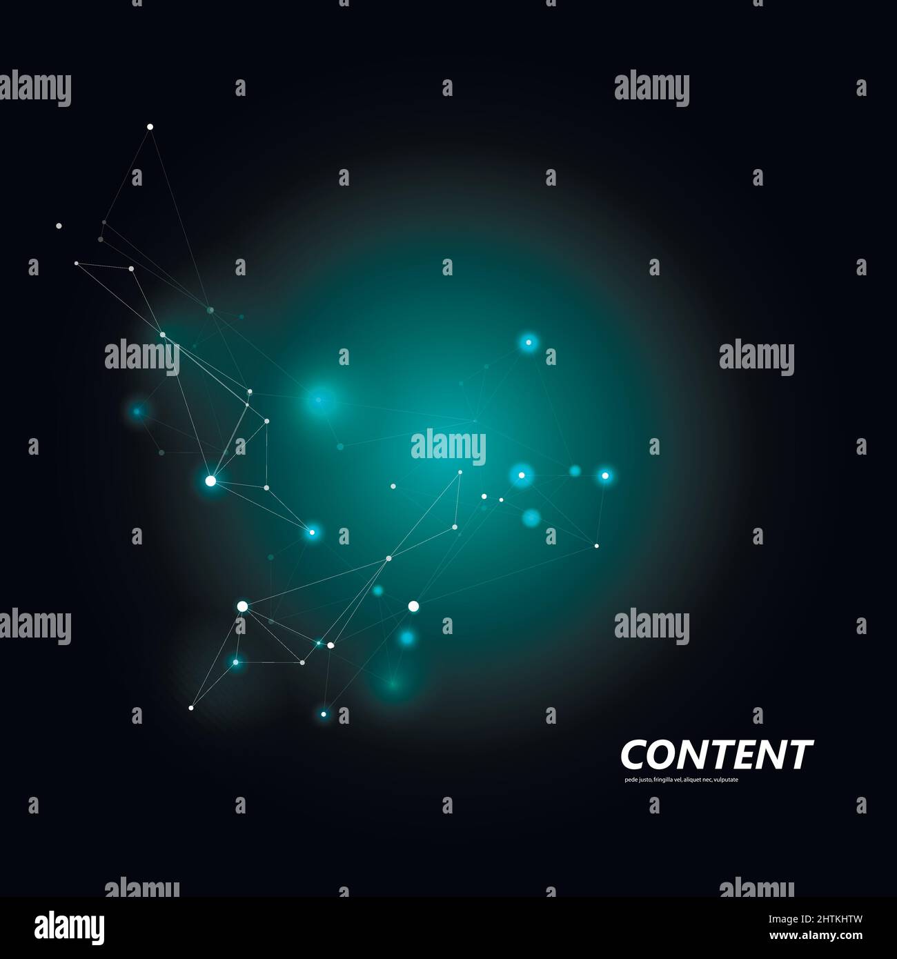 Abstract triangle structure. Network design with connecting dot and line. Vector dark space ...