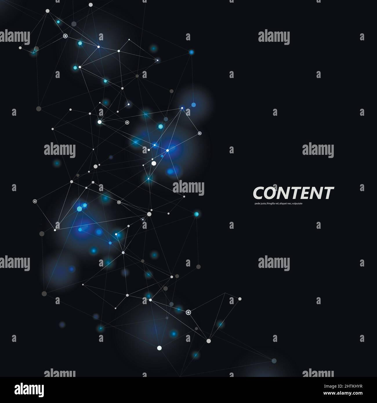 Abstract triangle structure. Network design with connecting dot and line. Vector dark space ...