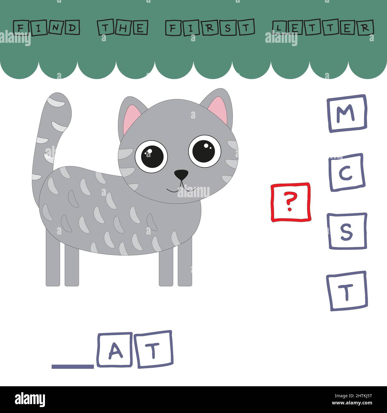 find the first letter of the word cat and connect. Educational game for ...