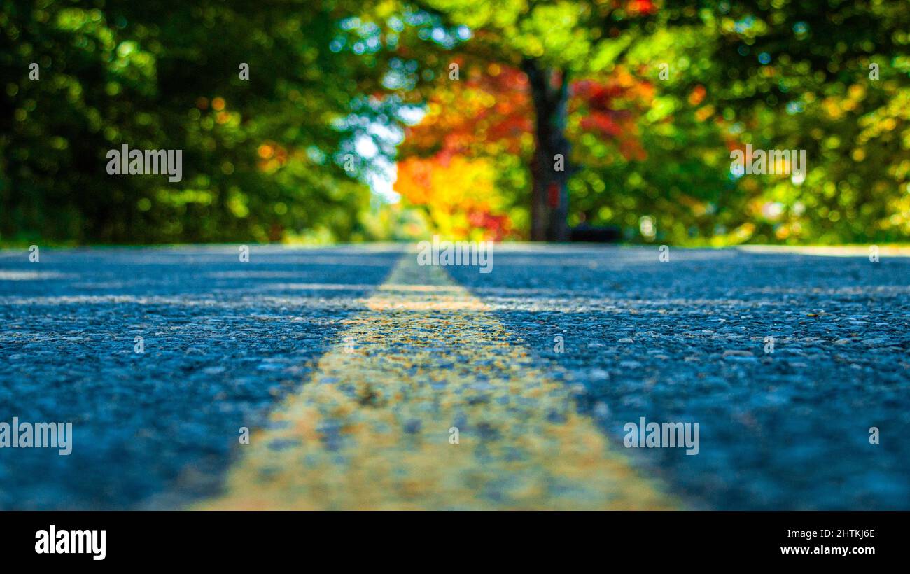Long asphalt road in Nova scotia in autumn Stock Photo - Alamy