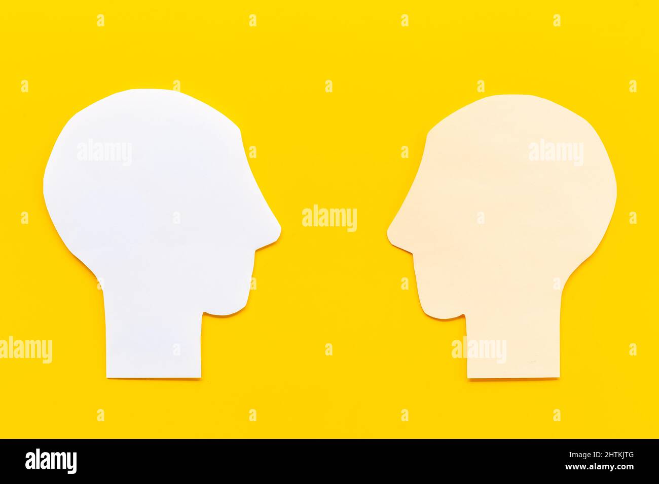 Two shape of men head - connection and communication concept Stock ...