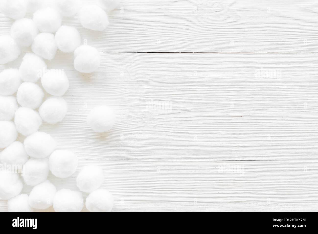 Cosmetic makeup remover supplies - cotton balls , top view Stock Photo ...