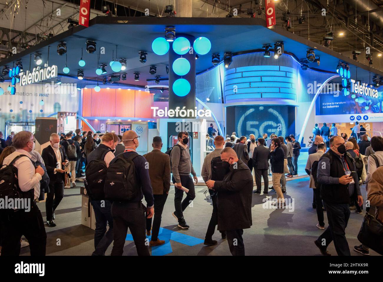 Telefonica brand at company's pavilion during the GSMA Mobile World ...