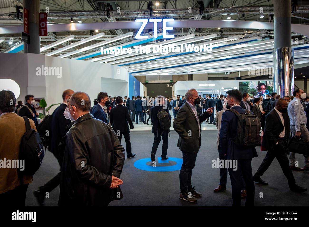 ZTE brand at company's pavilion during the GSMA Mobile World Congress ...